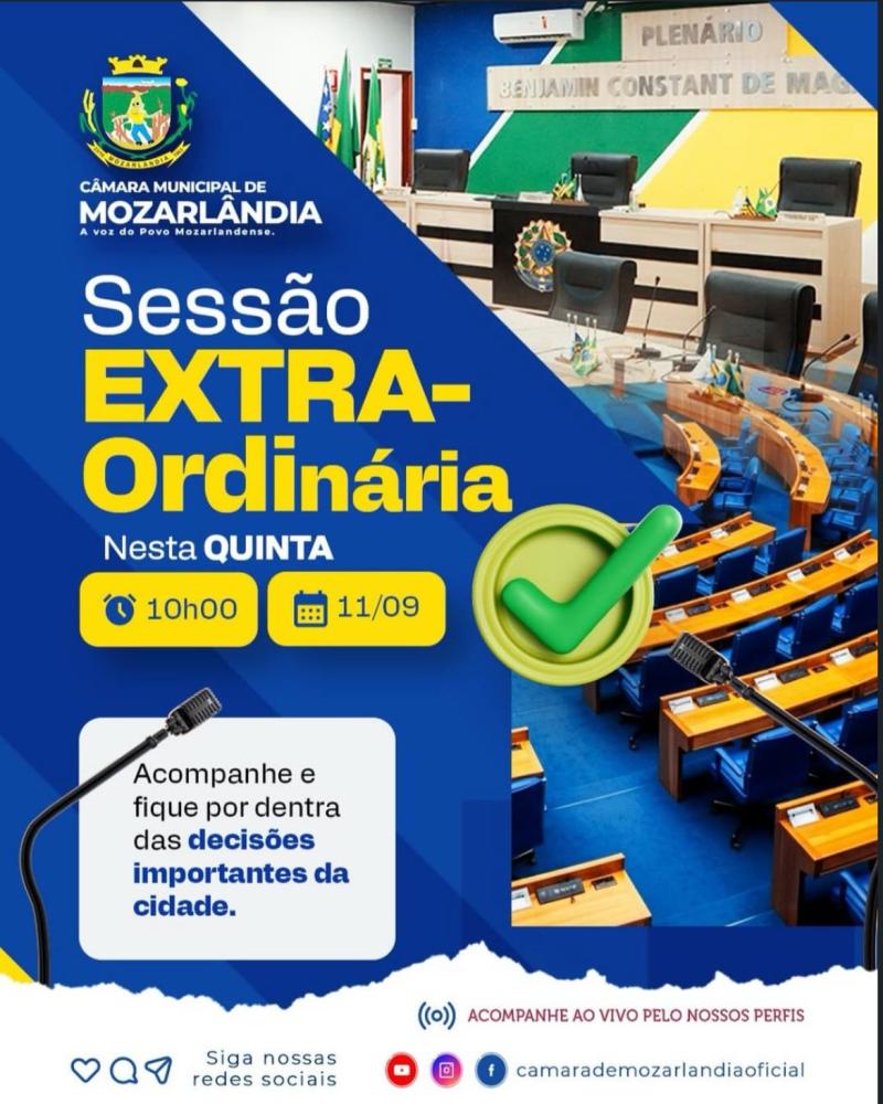 Sessão Extraordinária - Câmara Municipal de Mozarlândia
